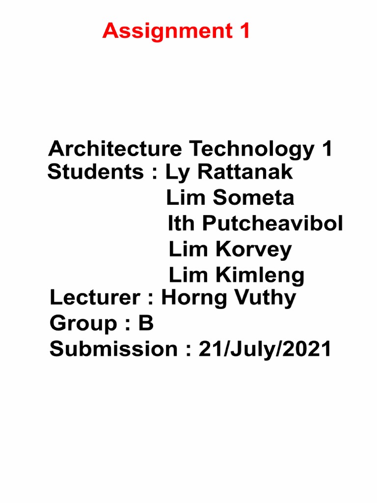 Architecture Technology 1 Assignment 1 | PDF Architecture Technology 1 Assignment 1 | PDF
