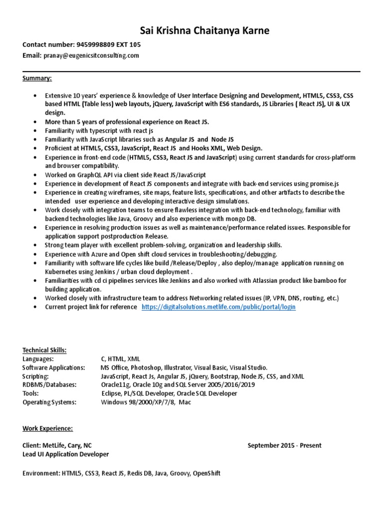 Sai Krishna Chaitanya Karne Resume (1) | Download Free PDF | Internet & Web | World Wide Web