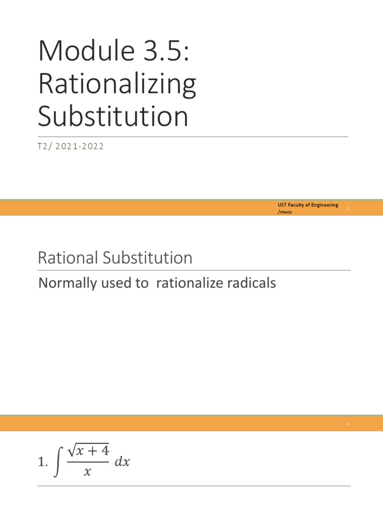 Module 3.5 - Rationalizing Substitution | PDF