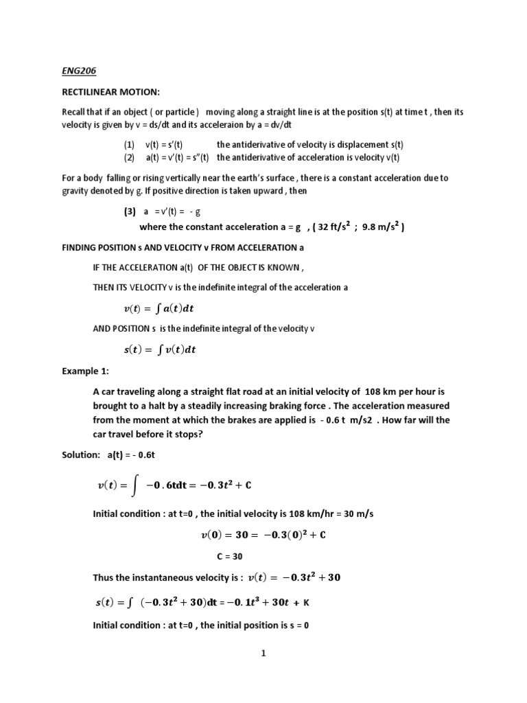 Module 1.3 - Applications of Integration | PDF | Acceleration | Velocity