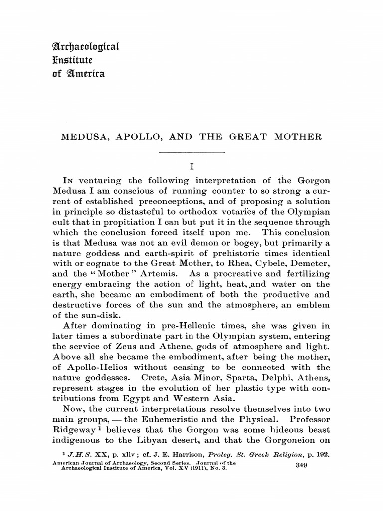 Medusa, Apollo, and The Great Mother | PDF | Medusa | Apollo