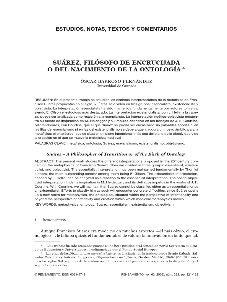 4648-Texto del artículo-10539-1-10-20141127 suarez esenialismo barroso | PDF | Esencia | Existencia