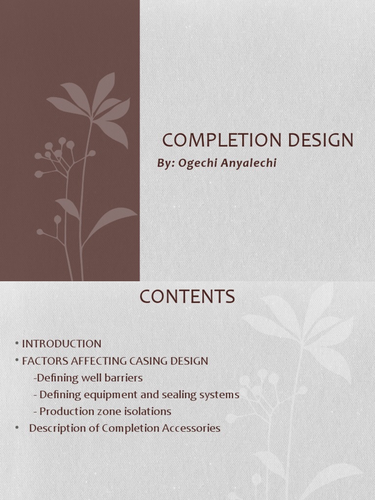 Completions Design | PDF | Casing (Borehole) | Oil Well
