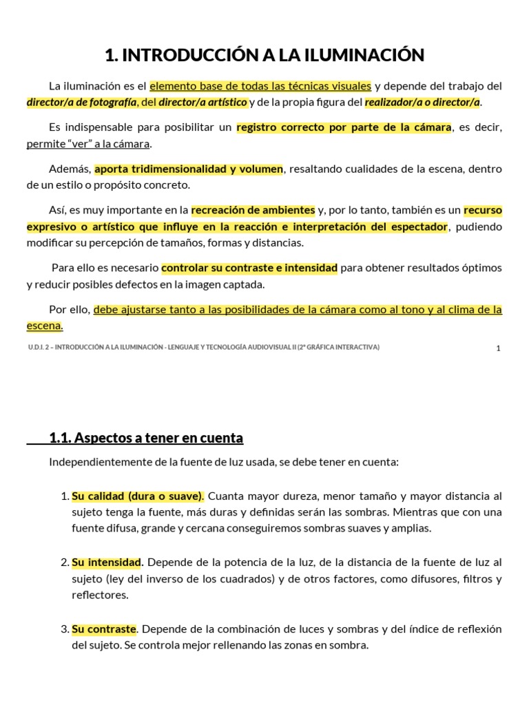 Iluminación 1 - Intro, Conceptos Básicos, Temp de Color, Iluminación Según Naturaleza y Calidad ...