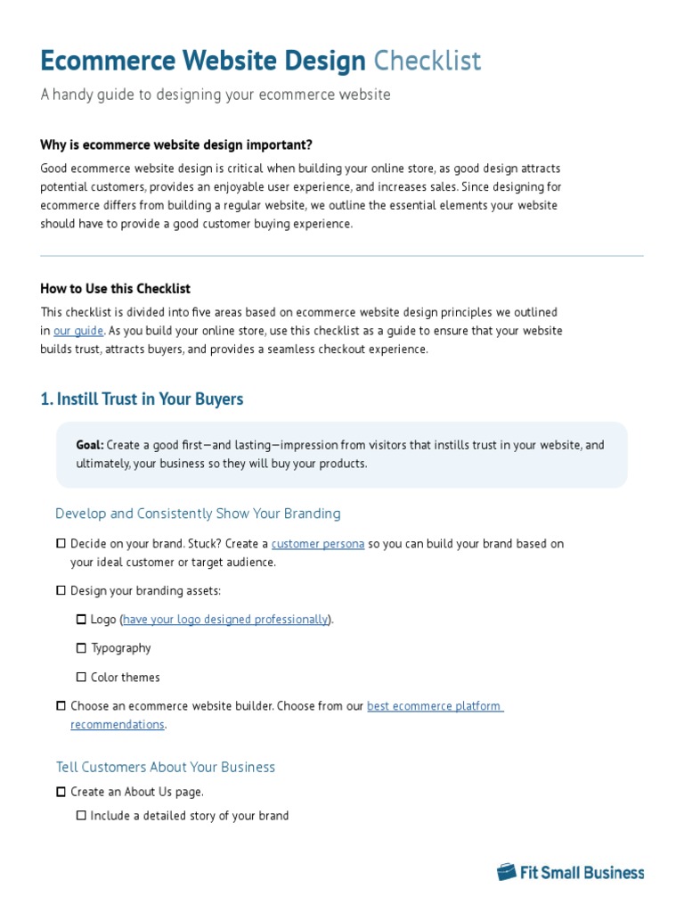 Ecommerce Website Design Checklist | PDF | Web Design | Websites