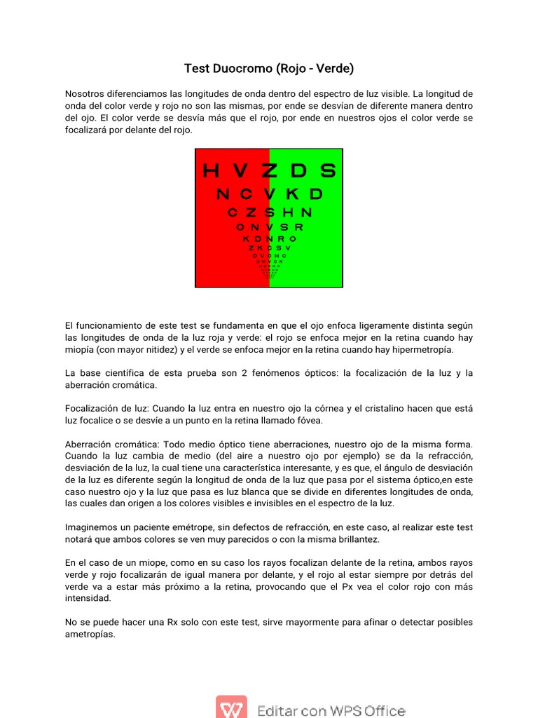 Test Duocromo | PDF | Ojo humano | Óptica