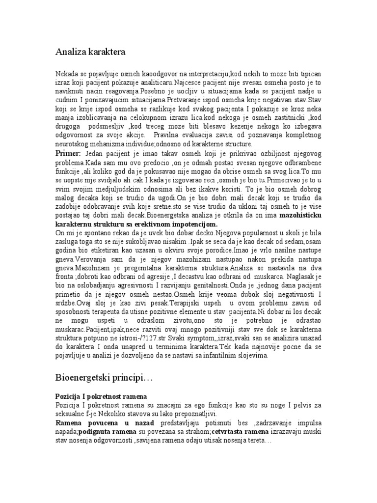 TELESNA Analiza Karaktera Bioenergetika | PDF