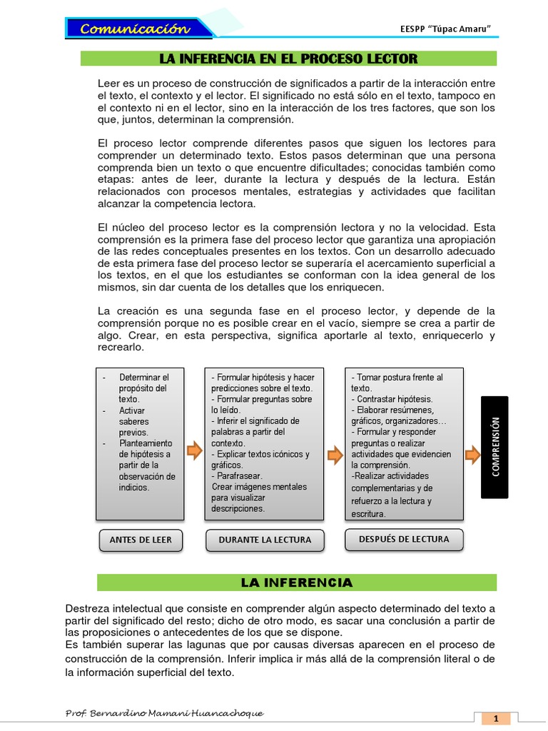 Inferencia en el Proceso Lector | PDF | Inferencia | Razonamiento inductivo