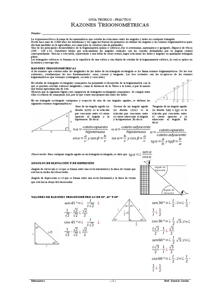 Razones trigonomÃ©tricas | PDF | Funciones trigonométricas | Trigonometría