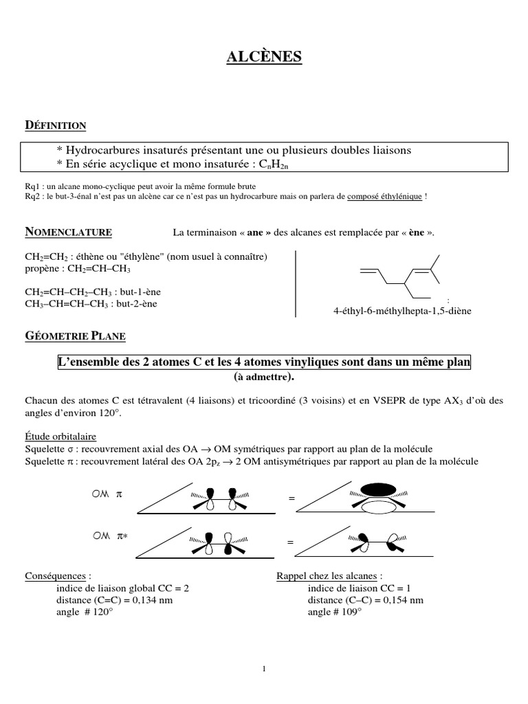 Doc1 Alcenes | PDF | Alcène | Chimie