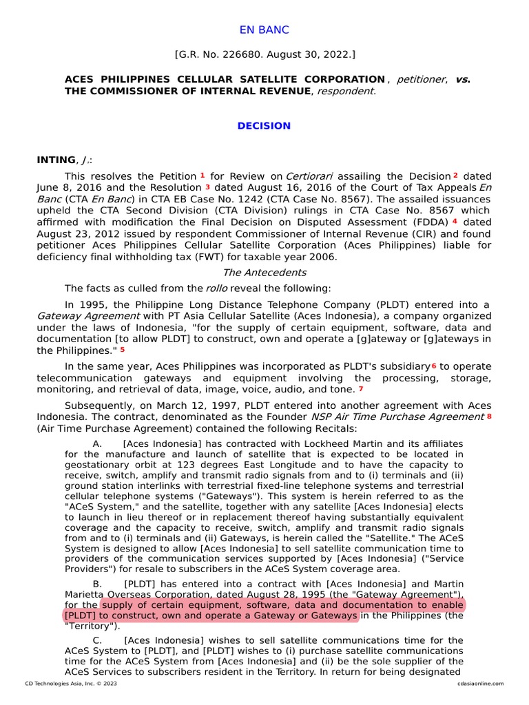 Aces Philippines Cellular Satellite Corp. | PDF