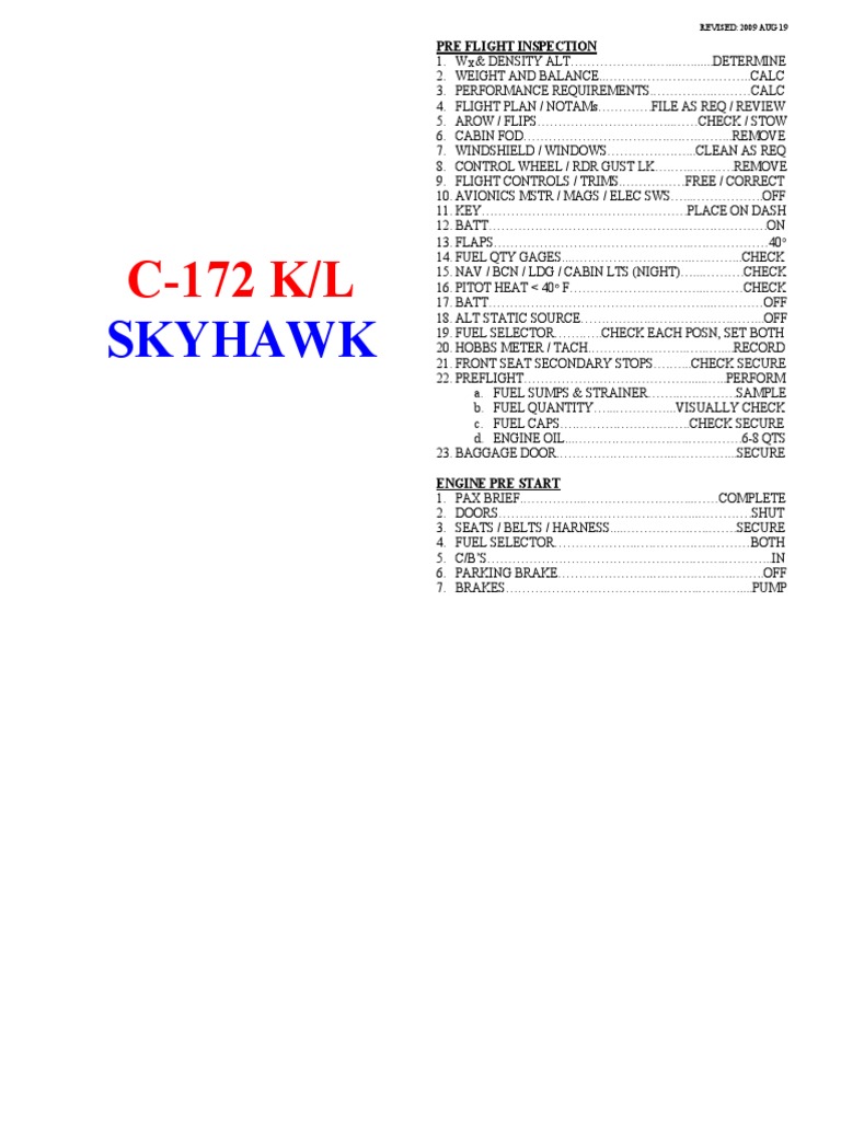C172XP Check List | PDF