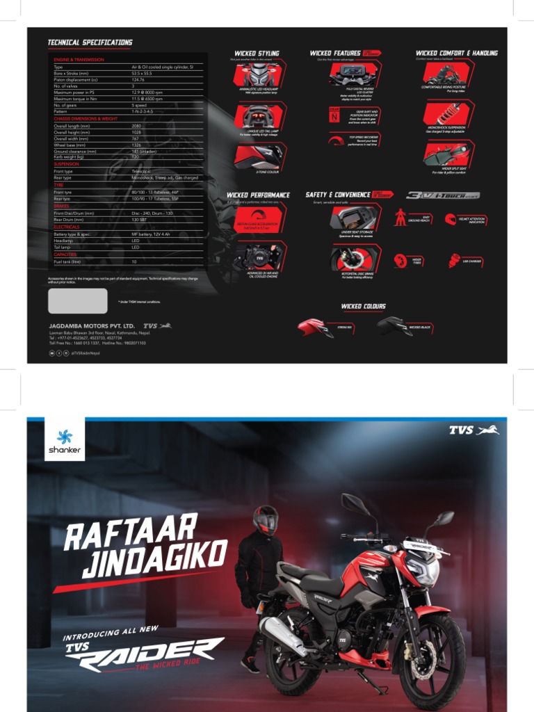 TVS Raider Technical Spec-Merged | PDF