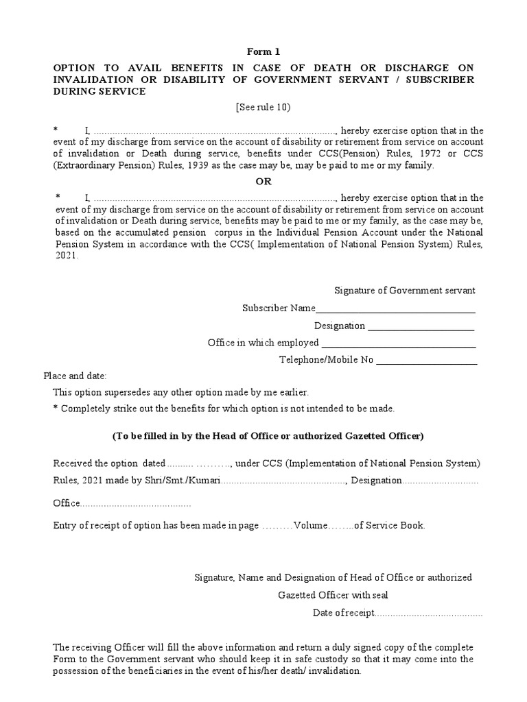 NPS Form 1 | PDF | Pension | Personal Finance