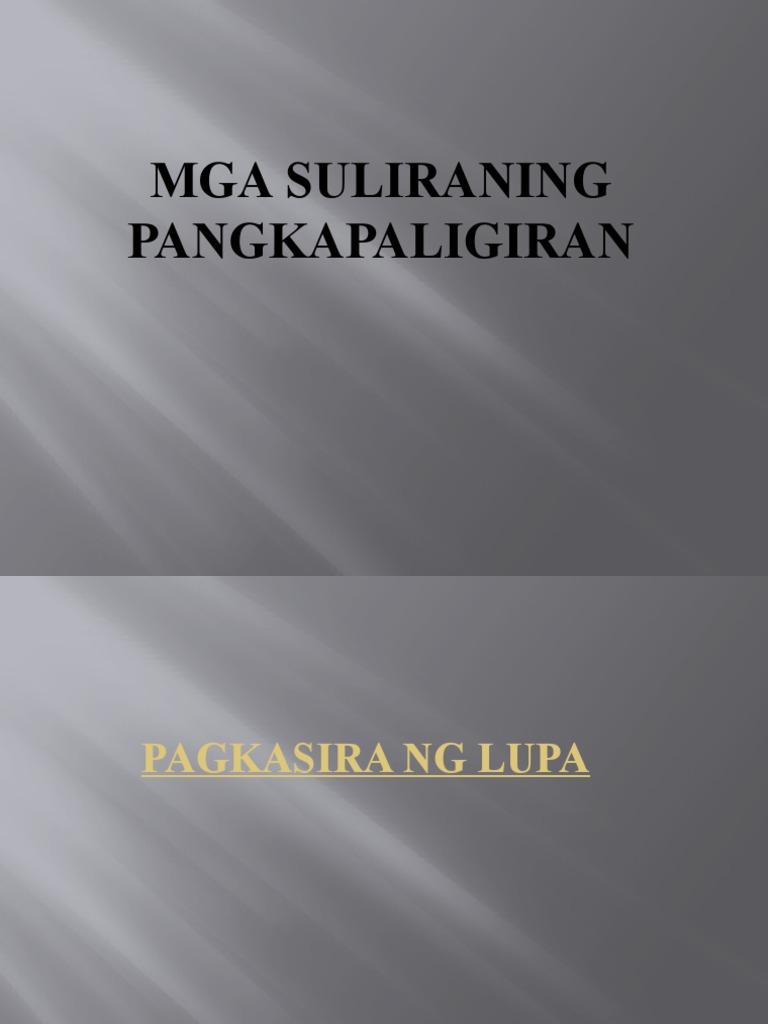 Mga Suliraning Pangkapaligiran | PDF