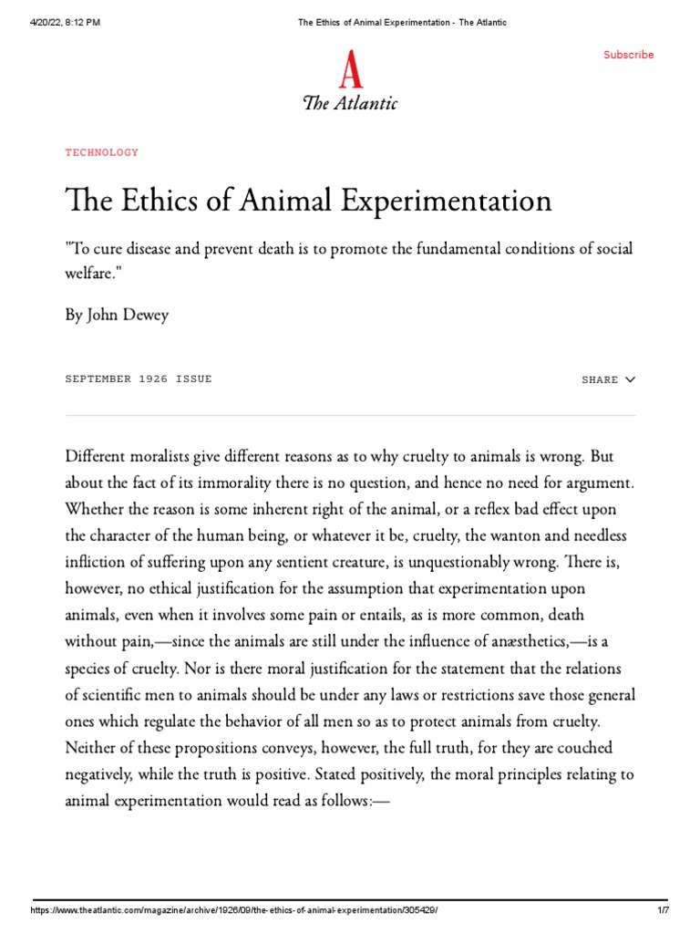 The Ethics of Animal Experimentation | PDF | Animal Testing | Cruelty ...