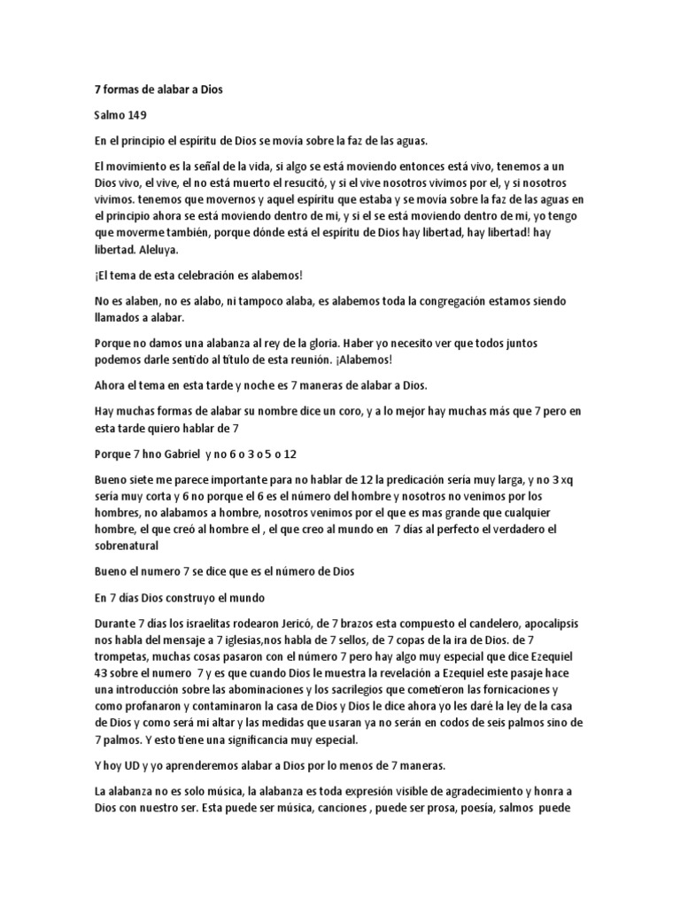 7 Maneras de Alabar a Dios | PDF | Salmos | Dios