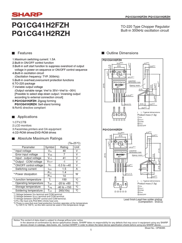 Sharp Microelectronics - pq1cg41h2 - E-1203196 | PDF | Amplifier | Electronic Engineering