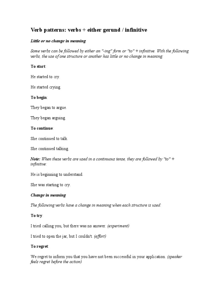 Verb Patterns II | PDF