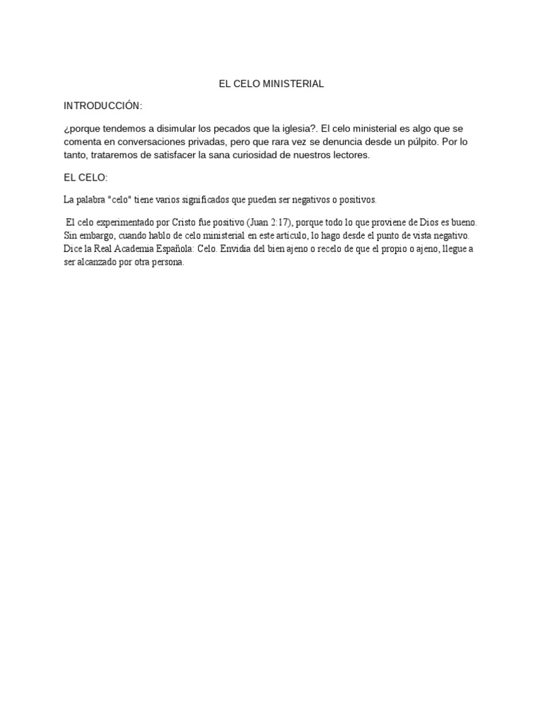 El Celo Ministerial | PDF | Religión y espiritualidad