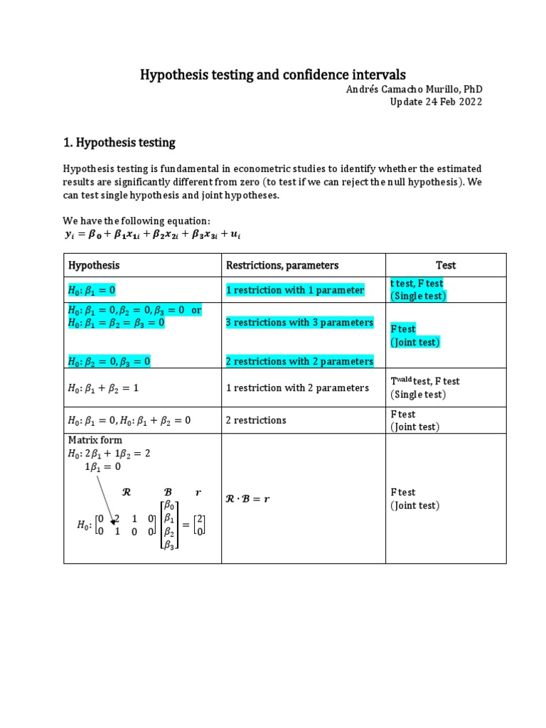 Hypothesis Testing and Interval Estimation | PDF | Statistical ...