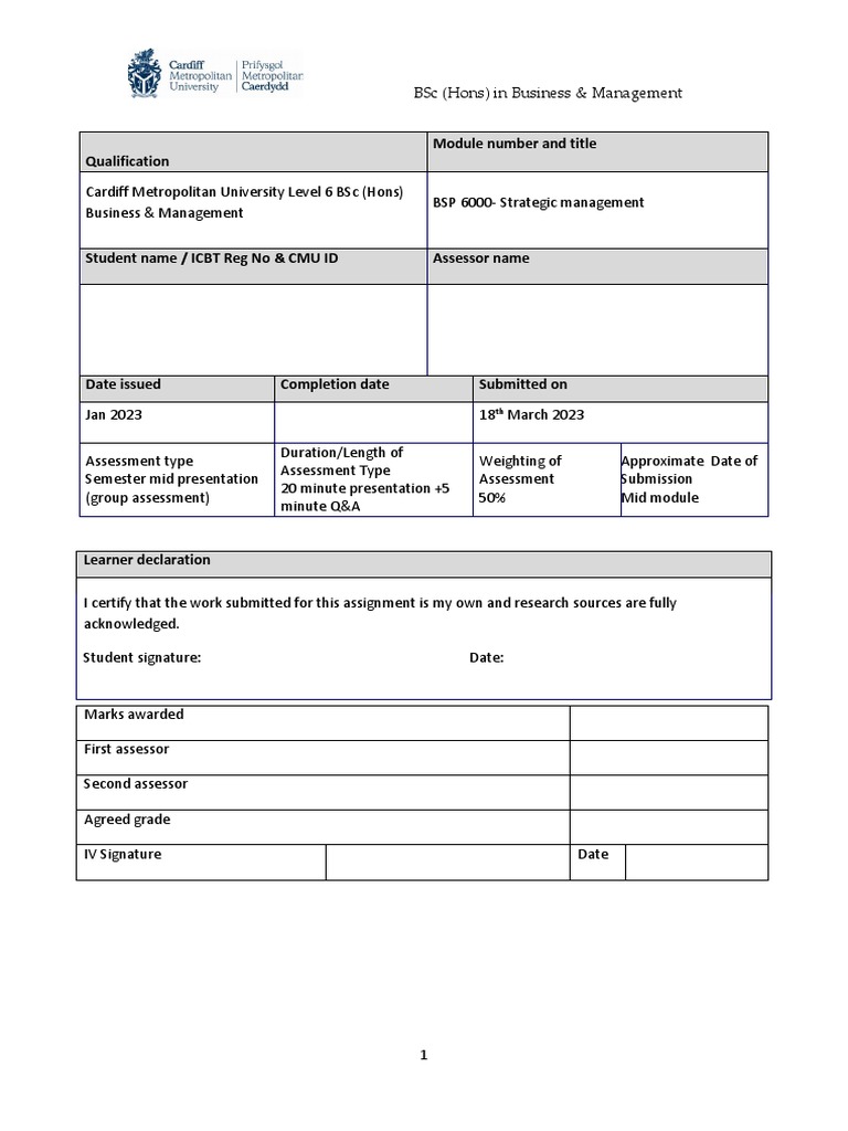 Strategic Management Group Presentation Assessment | PDF | Cognition | Cognitive Science