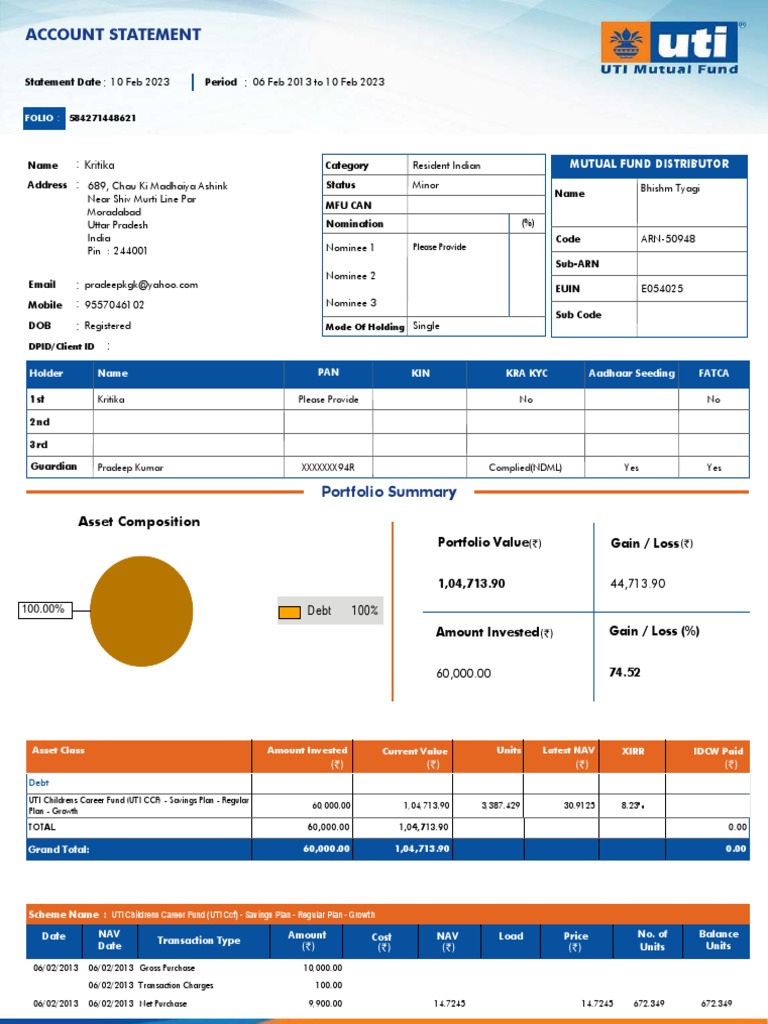 Account Statement: Portfolio Summary | PDF | Economies | Money