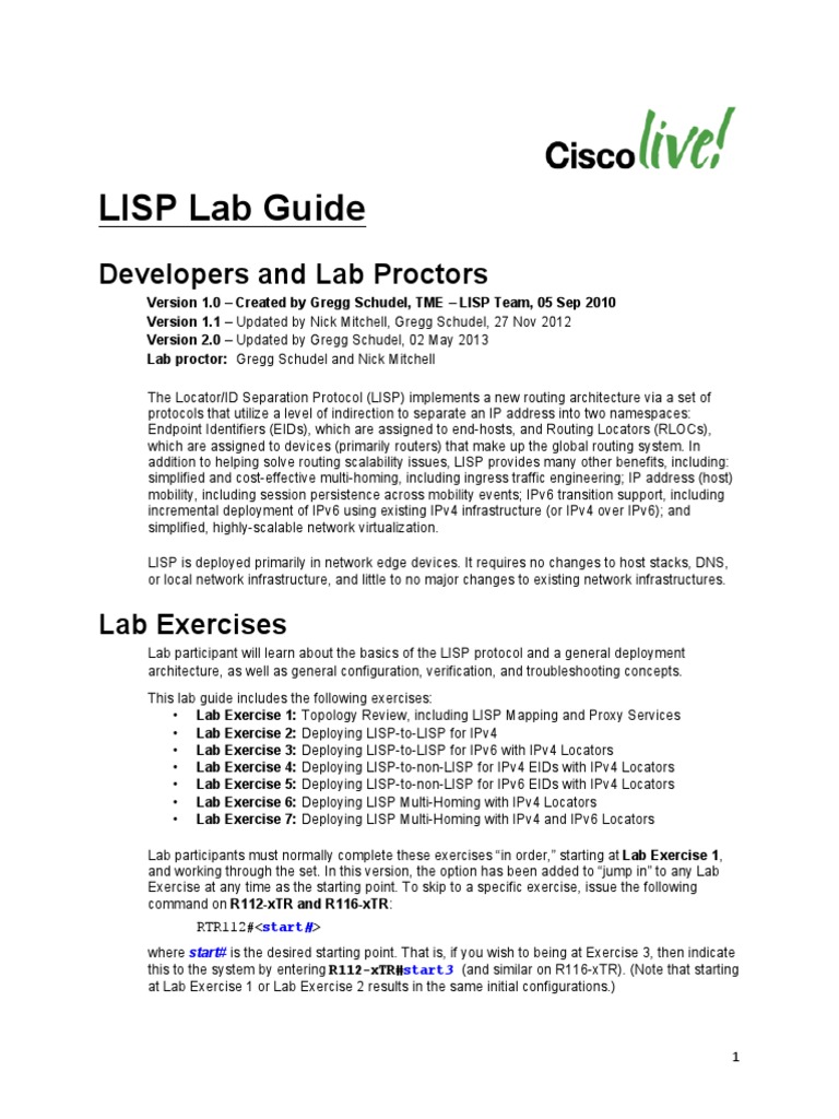 Dokumen - Tips - Lisp Lab Guide | PDF | Ip Address | I Pv6 Dokumen - Tips - Lisp Lab Guide | PDF | Ip Address | I Pv6