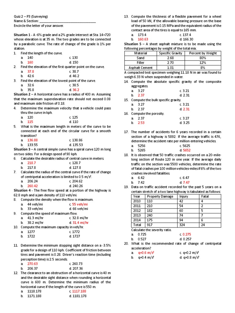 Quiz 2 - P3 - Solution | PDF | Road Surface | Traffic