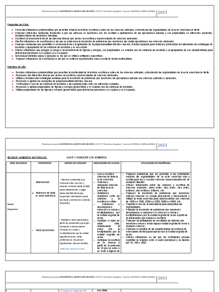 Plan Anual Matemáticas 5º Año Pdf División Matemáticas Triángulo 9646
