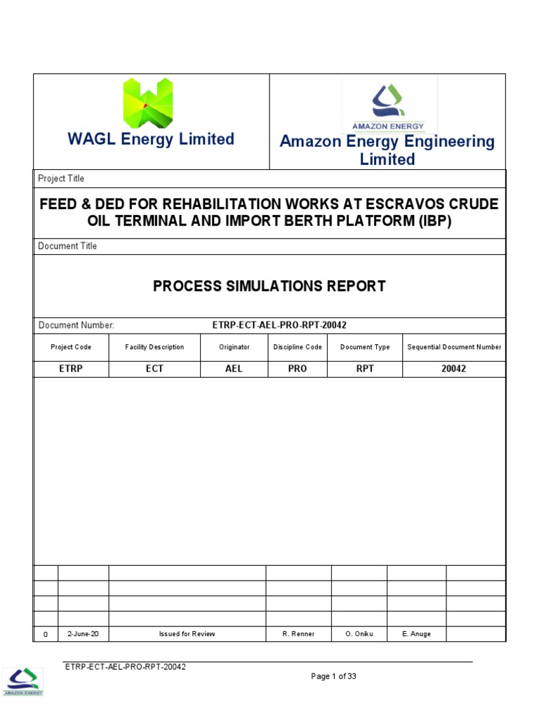 ETRP - ECT.AEL - PRO.RPT.20042 - A - Process Simulations Report | PDF ...