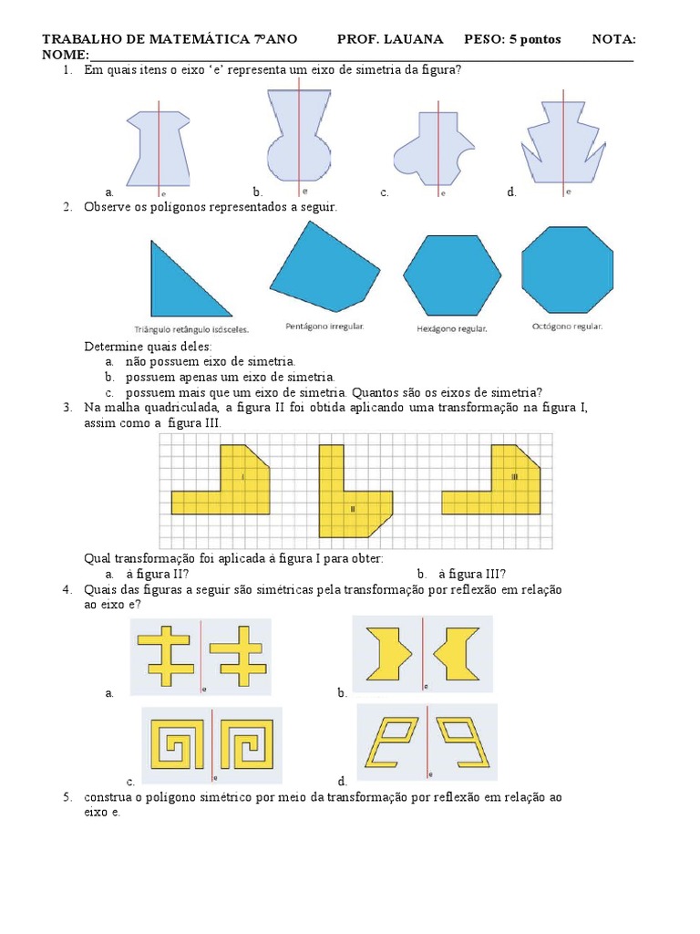 Trabalho Simetria Setimo Ano | PDF