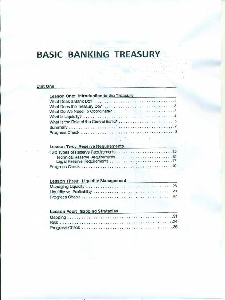 Basic Banking Treasury | PDF