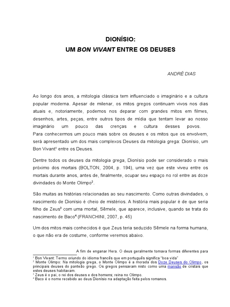 Dionísio | PDF | Dionísio | Mitologia grega