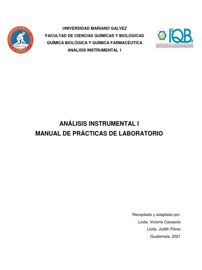 Manual de Laboratorio Análisis Instrumental 1 QB 2023 | PDF ...
