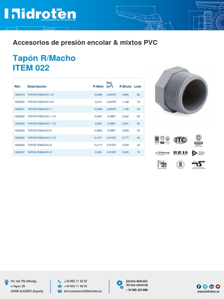 Tapón PVC Macho | PDF