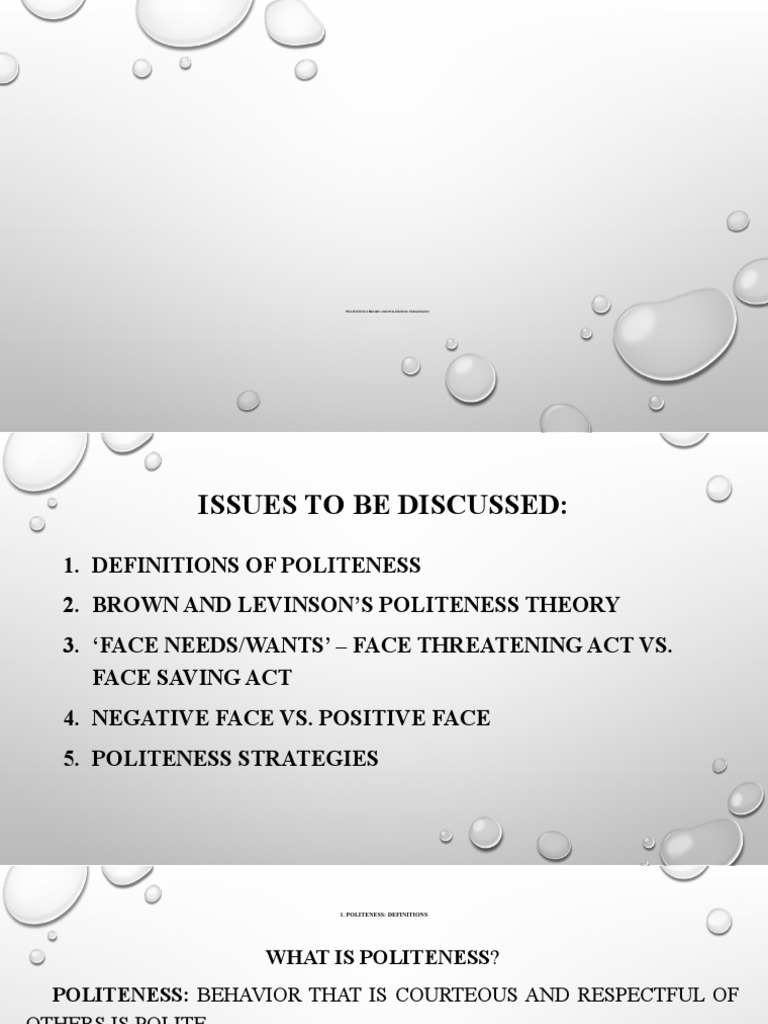 Lecture Politeness Theory and Politeness Strategies Luck | PDF ...