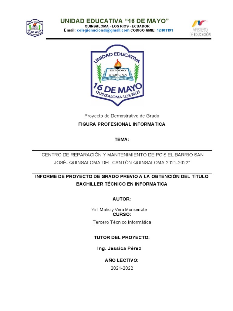 Proyecto Yirli Maholy Verá Monserrate | PDF | Hardware de la ...