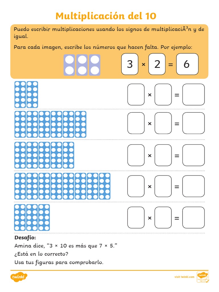 Multiplicación Tabla Del 10 | PDF