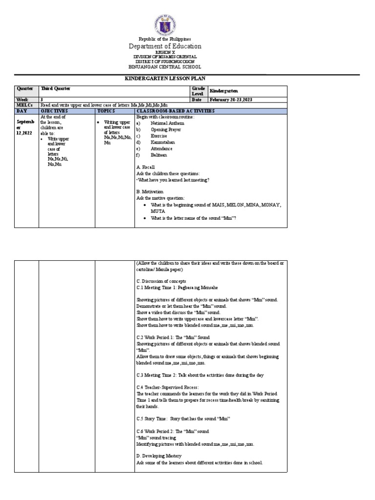 Kindergarten LP-Q3-Week 3 Day 1-4 | PDF | Teaching | Cognitive Science