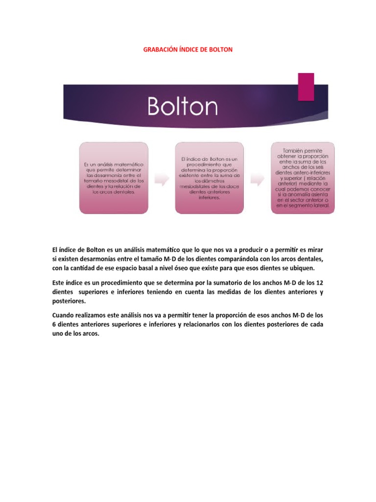 Dra. Índice de Bolton | PDF | Diente | Boca