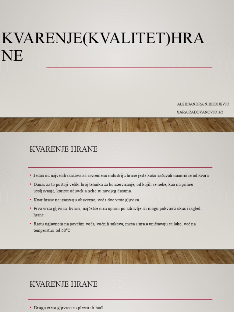 Kvarenje Hrane | PDF