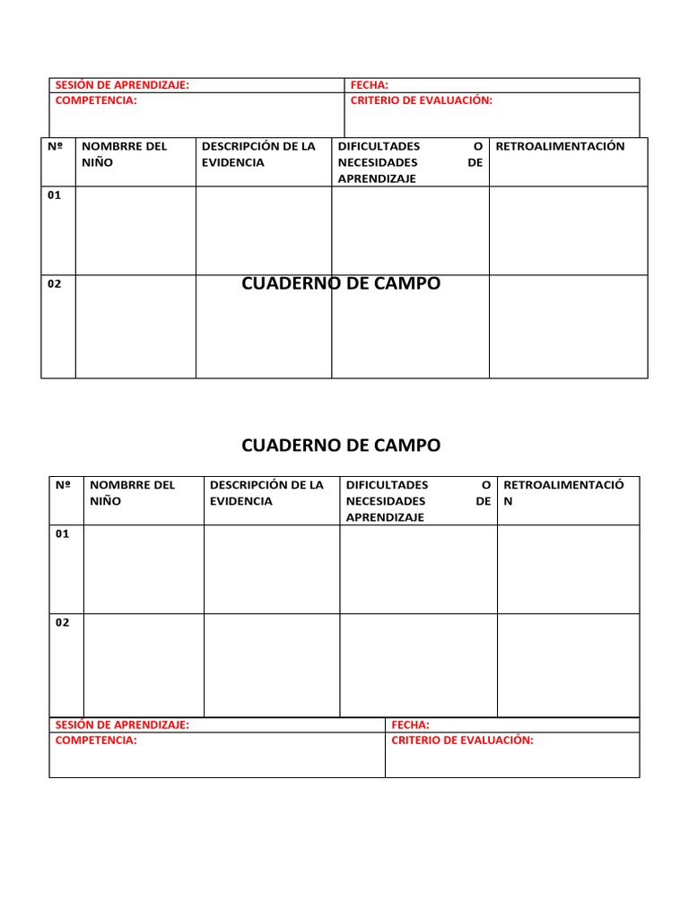 Cuaderno de Campo | PDF