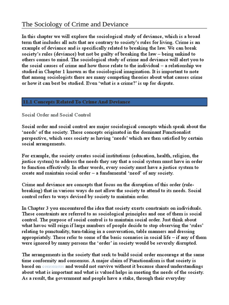 11.1 Concepts Related To Crime and Deviance | PDF | Deviance (Sociology ...