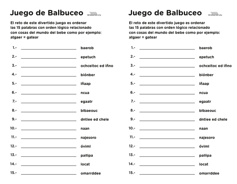Juego de Baby Shower de Balbuceo para Imprimir | PDF