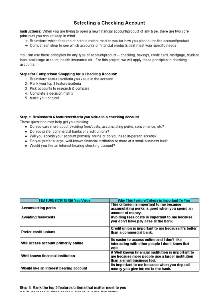 CHAPTER 5 Selecting A Checking Account | PDF | Transaction Account ...