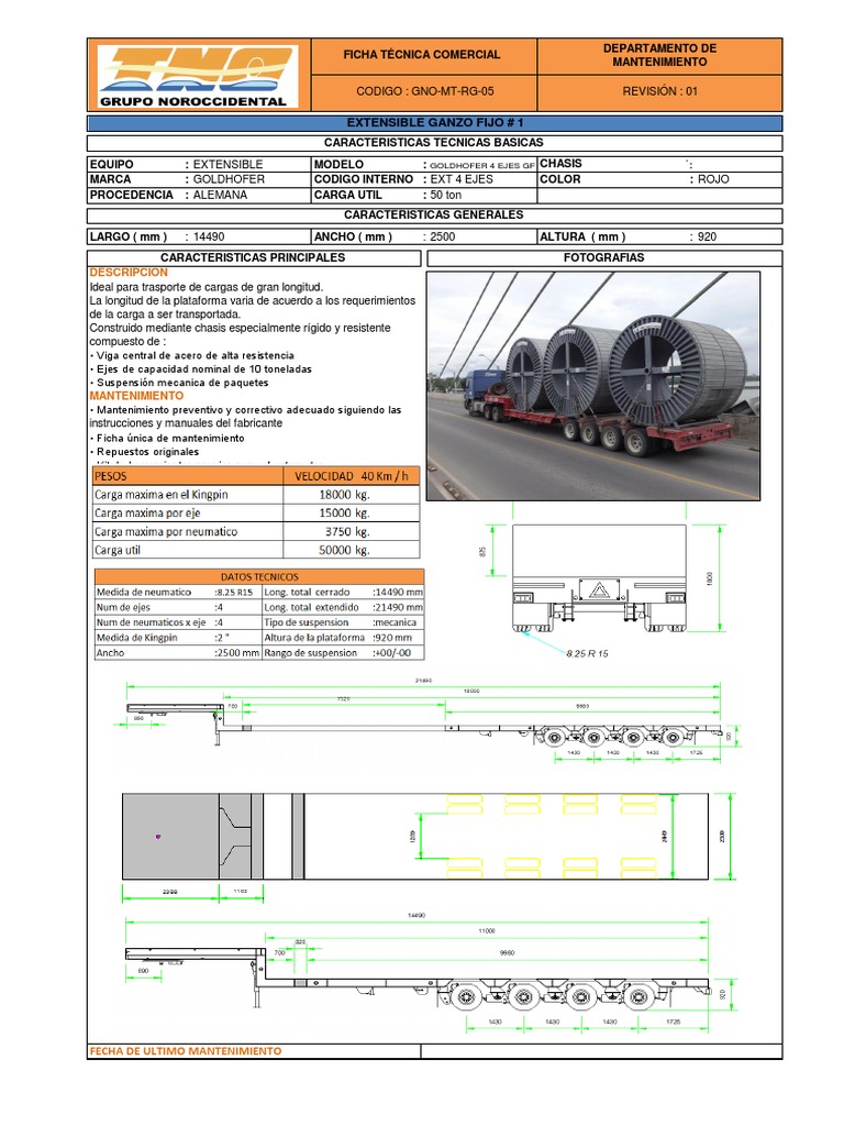 Fichas Comerciales Extensible Goldhofer 4 Ejes # 1 | PDF