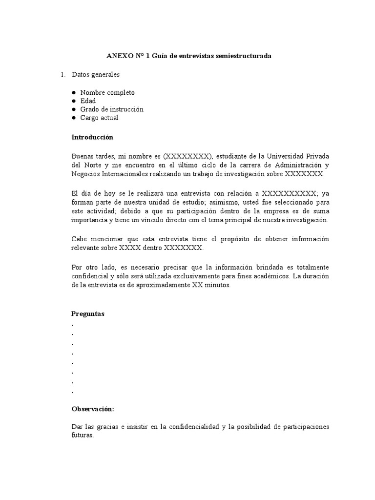 Guia Entrevista Semi Estructurada | PDF