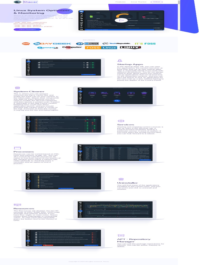 Stacer - Linux System Optimizer & Monitoring | PDF | Information Technology Management | Computing