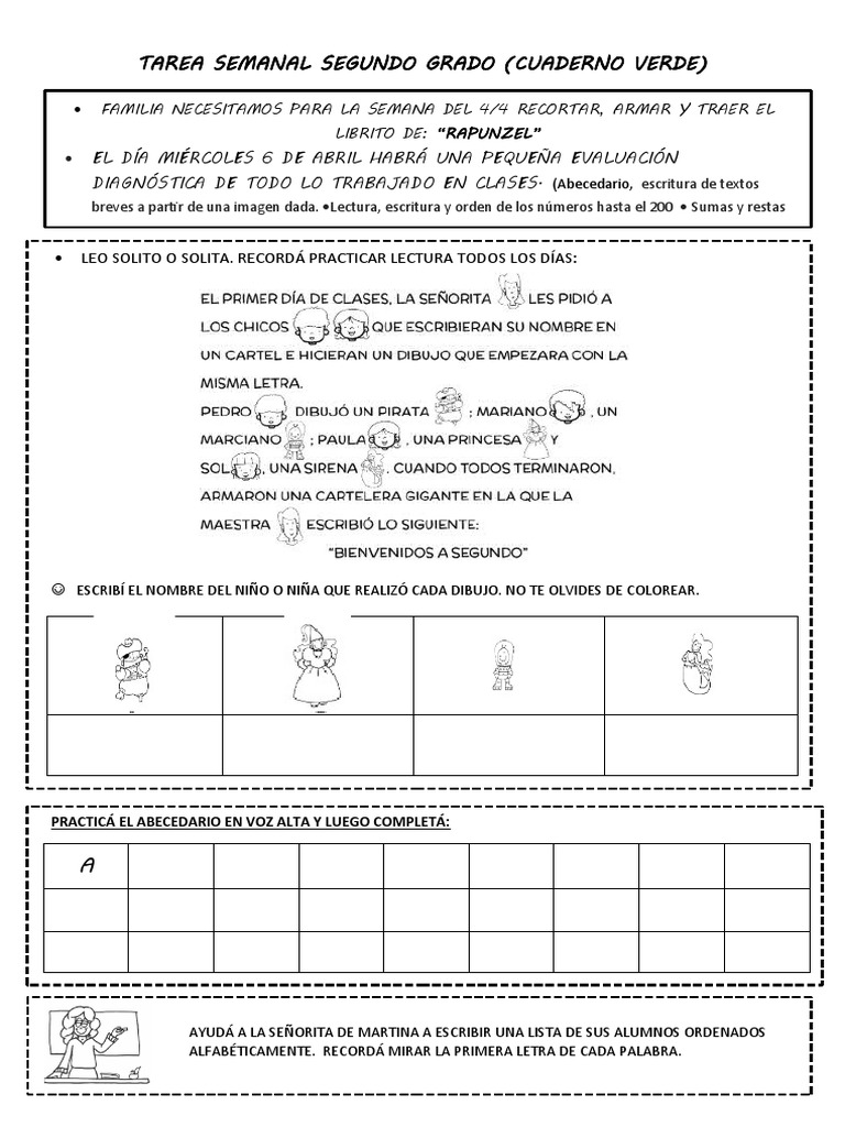 Tarea Semanal Segundo Grado | PDF | Escritura | Comunicación escrita